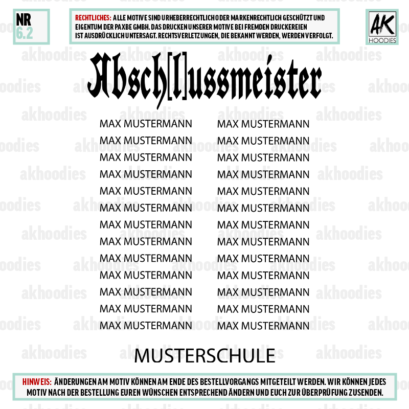 ABSCHLUSSMEISTER V 6.2 AK Abschluss-Pullis Abi-Pullis & Shirts